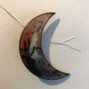 Jewelry | Vintage Handcrafted Enameled Crescent Moon Pin | Poshmark